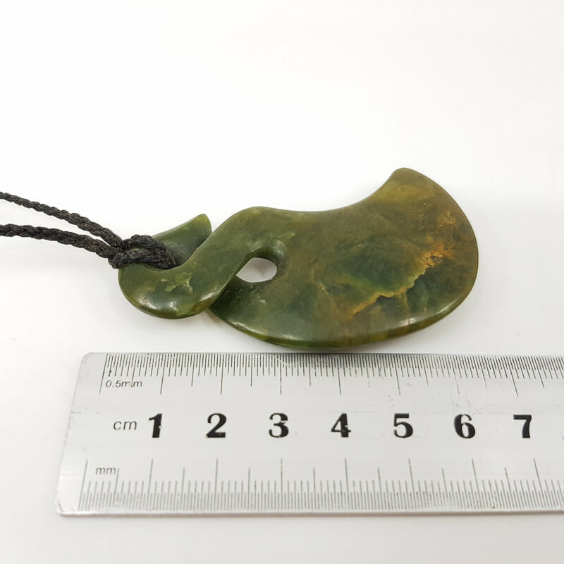 New Zealand Green Stone Maori Nephrite Pendant On Rope Necklace #54431 ...