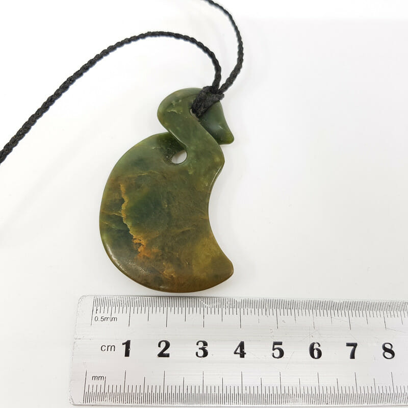New Zealand Green Stone Maori Nephrite Pendant On Rope Necklace #54431 ...