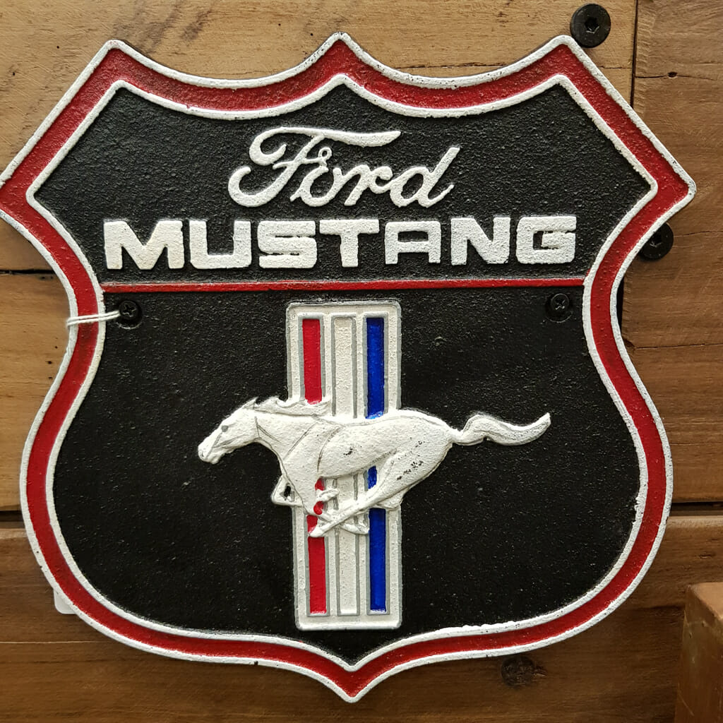 Ford Mustang Badge Cast Iron Plaque Sign For Garage 24cm #59122 - Monty's