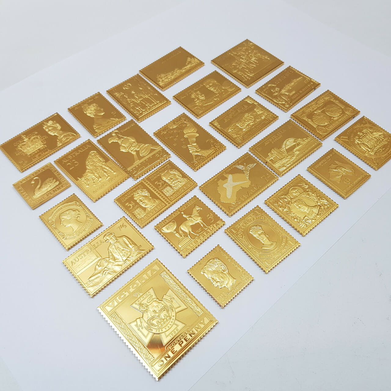 The Australian Collection - 25 Piece 24ct Plated Sterling Silver Stamp ...