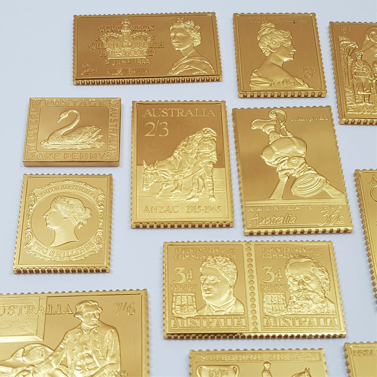 The Australian Collection - 25 Piece 24ct Plated Sterling Silver Stamp ...