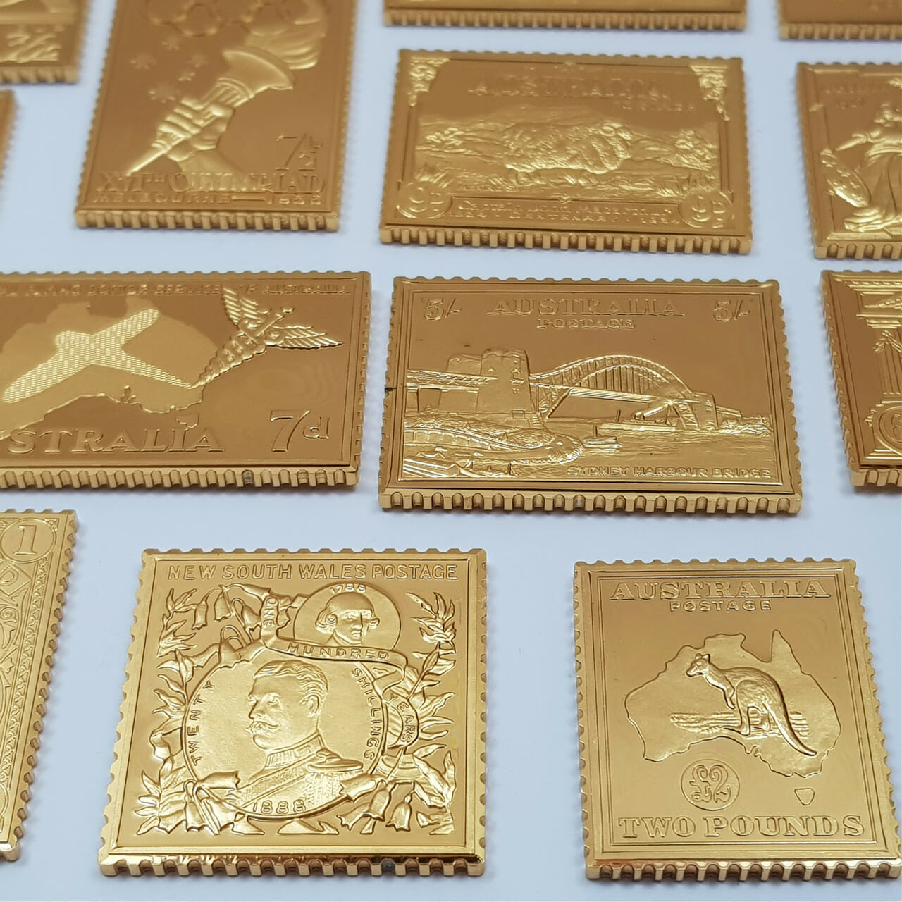 The Australian Collection - 25 Piece 24ct Plated Sterling Silver Stamp ...