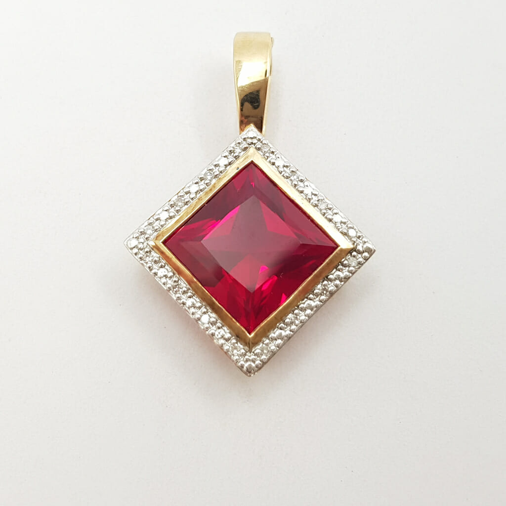 9ct Yellow Gold Ruby & Diamond Enhancer Pendant #58503 - Monty's