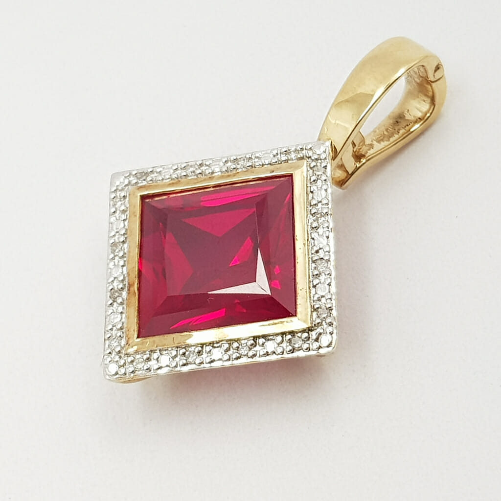 9ct Yellow Gold Ruby & Diamond Enhancer Pendant #58503 - Monty's