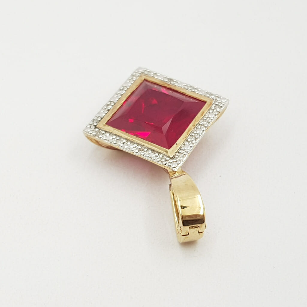 9ct Yellow Gold Ruby & Diamond Enhancer Pendant #58503 - Monty's