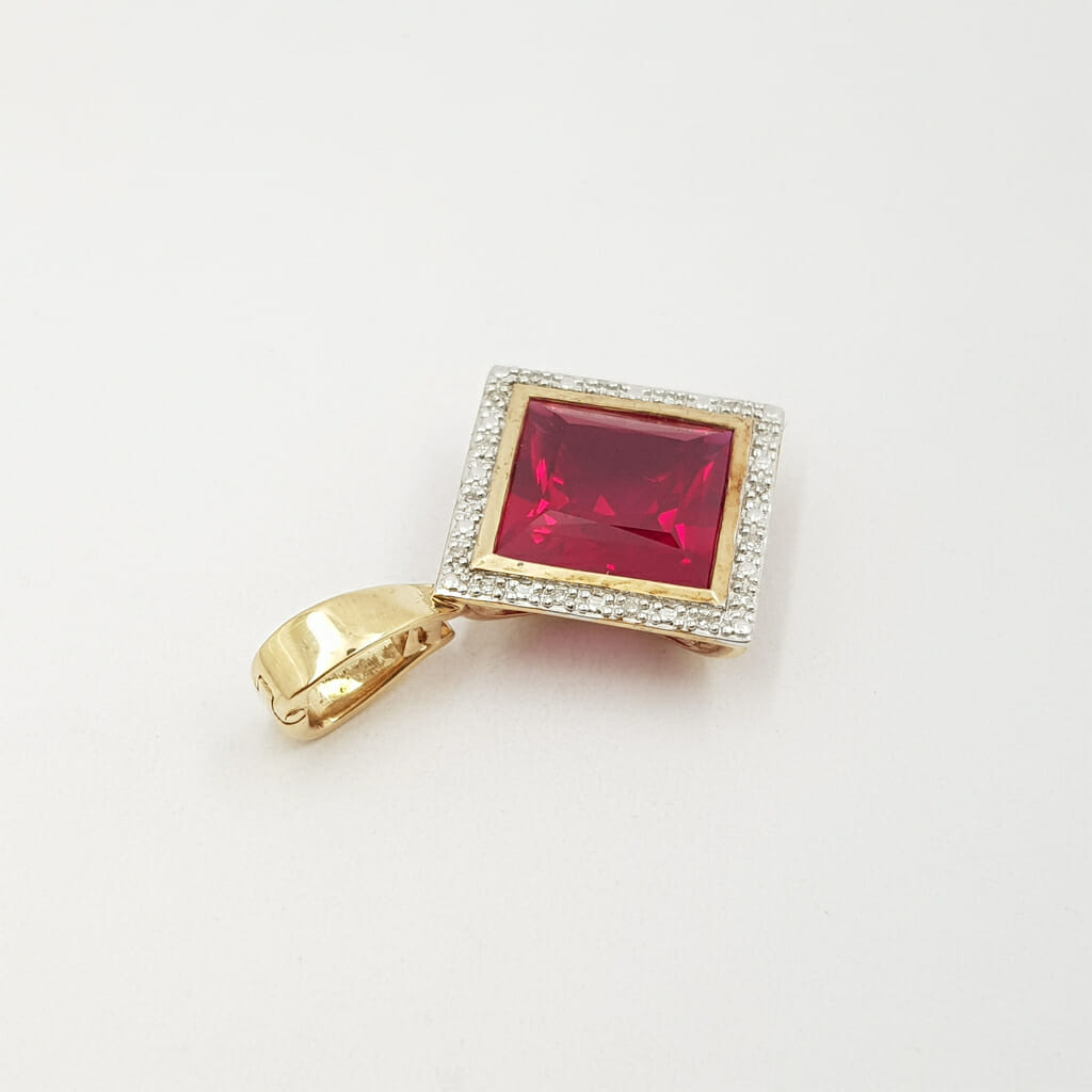 9ct Yellow Gold Ruby & Diamond Enhancer Pendant #58503 - Monty's