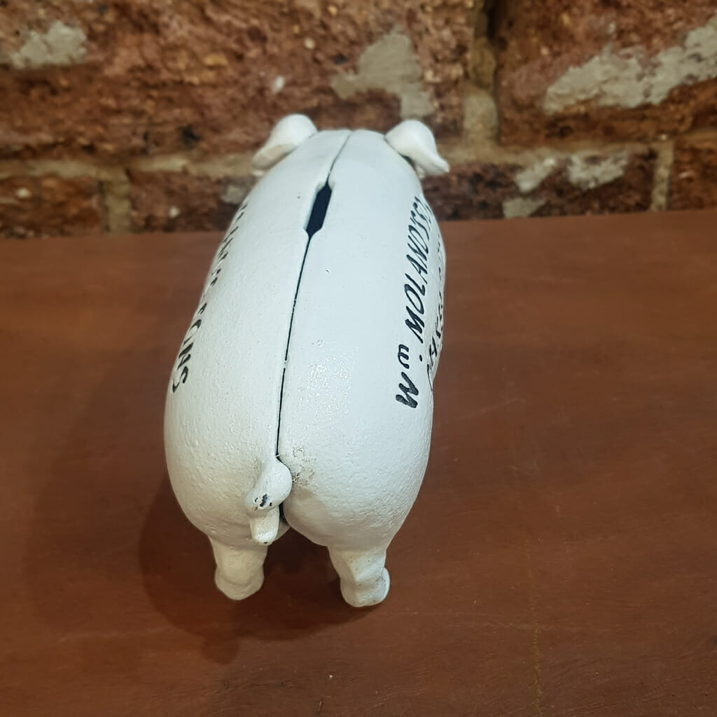 Moland's Hams Cast Iron Money Bank / Piggy Bank White #59143 - Monty's