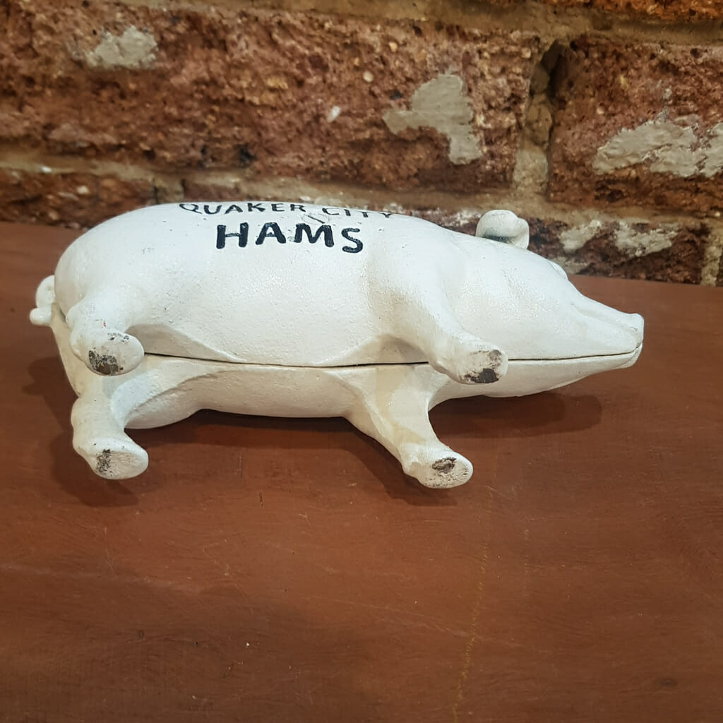 Moland's Hams Cast Iron Money Bank / Piggy Bank White #59143 - Monty's