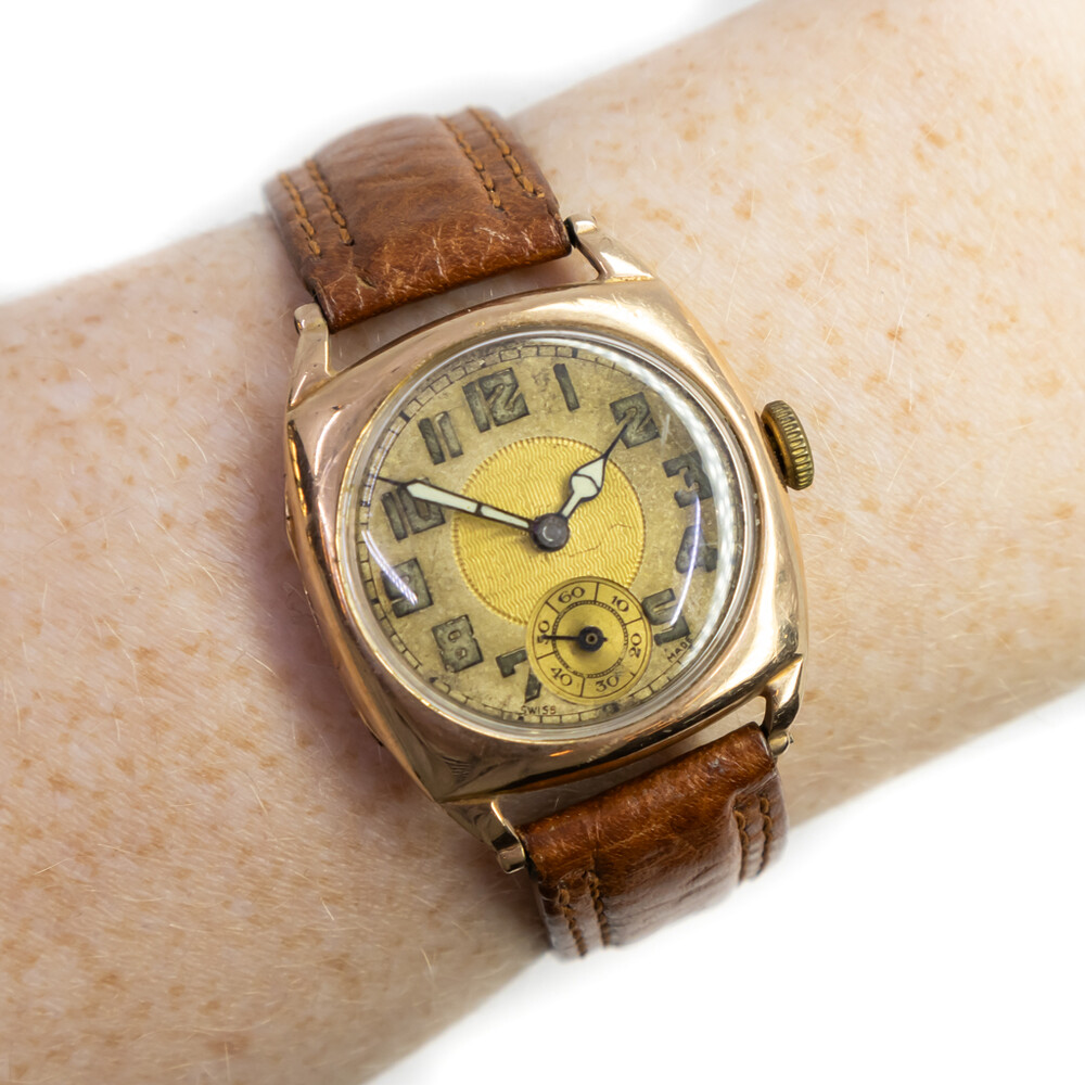 Antique 9ct Yellow Gold Australian Hantily Manual Watch C.1930 (Swiss ...