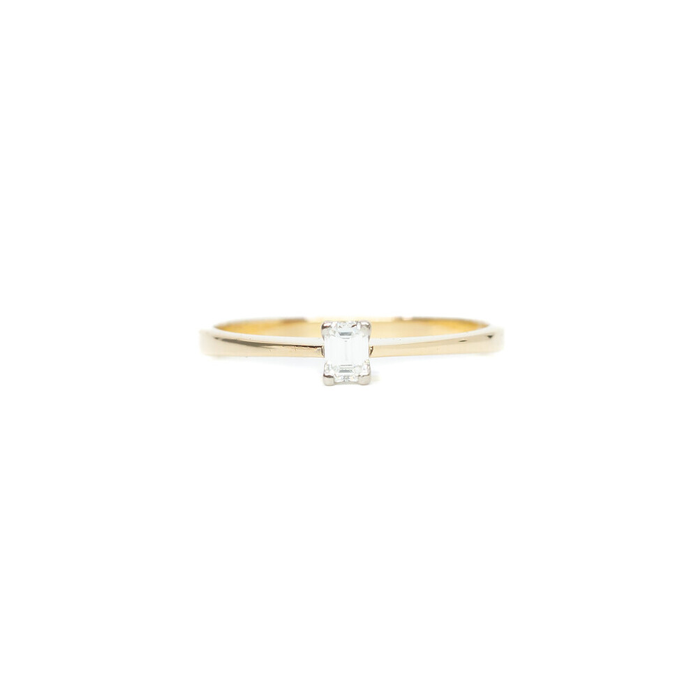 18ct Yellow Gold Rectangular Diamond Solitaire Ring Size L #61581 ...