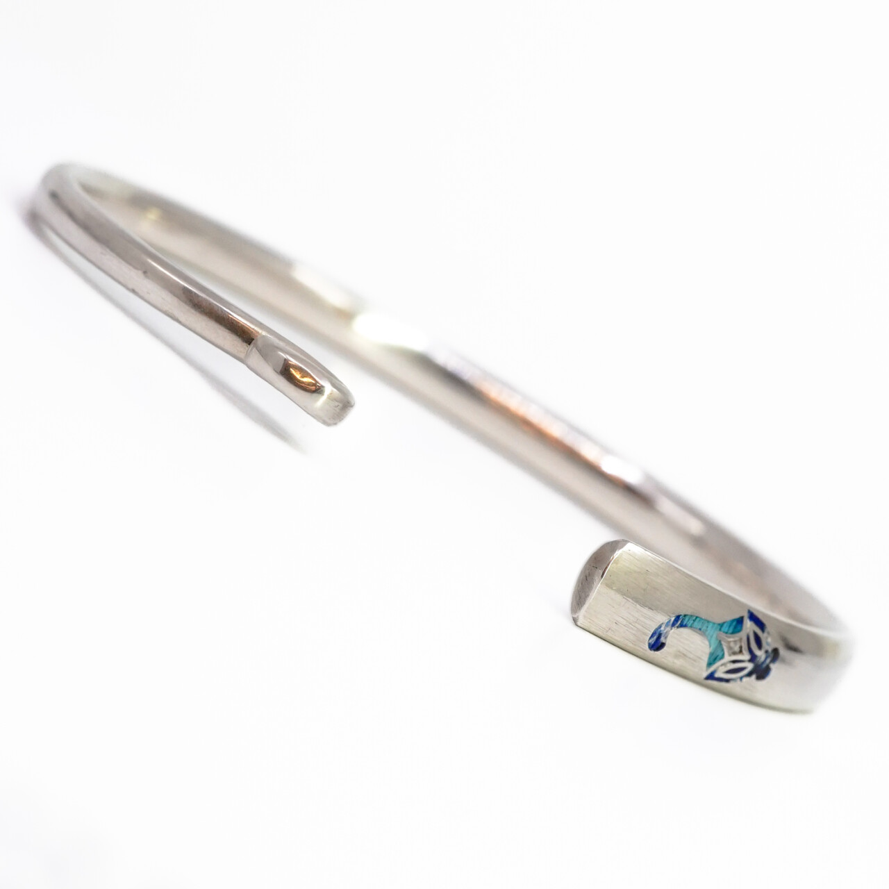Handcrafted Upcycled Solid 800 Silver & Enamel Bangle Vintage Chopstick ...