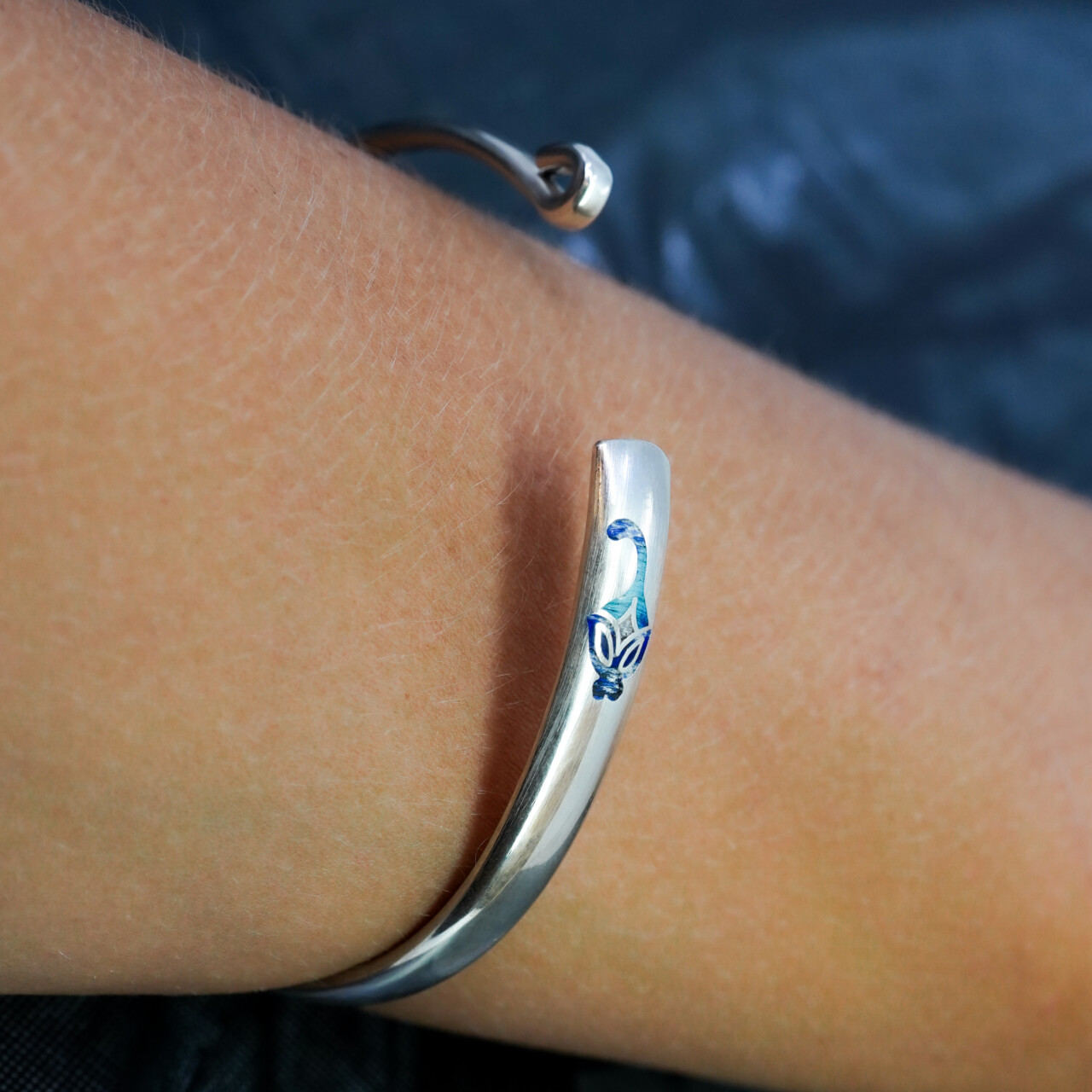 Handcrafted Upcycled Solid 800 Silver & Enamel Bangle Vintage Chopstick ...