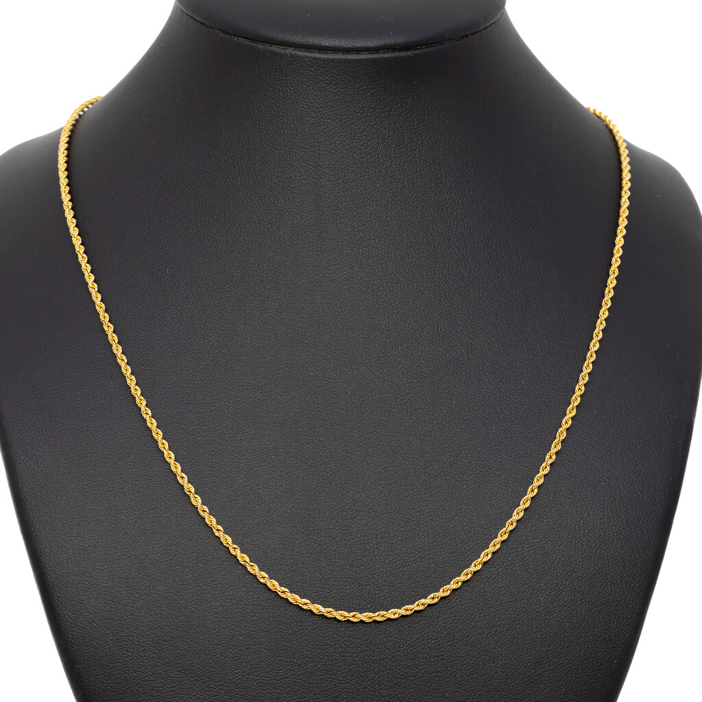 21ct Yellow Gold Rope Chain Necklace 45cm #62384 - Monty's