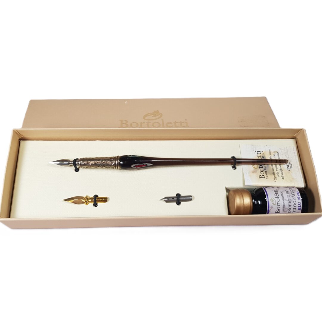 Bortoletti Murano Glass Calligraphy Pen Set04 Made In Italy #45535-3 ...