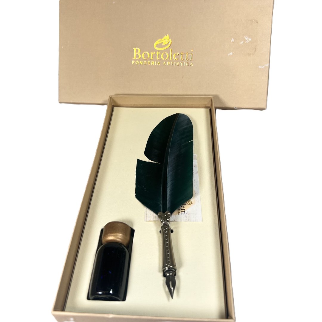 Bortoletti Calligraphy Pen Set Verde/green Feathered Quill & Ink SET83 ...