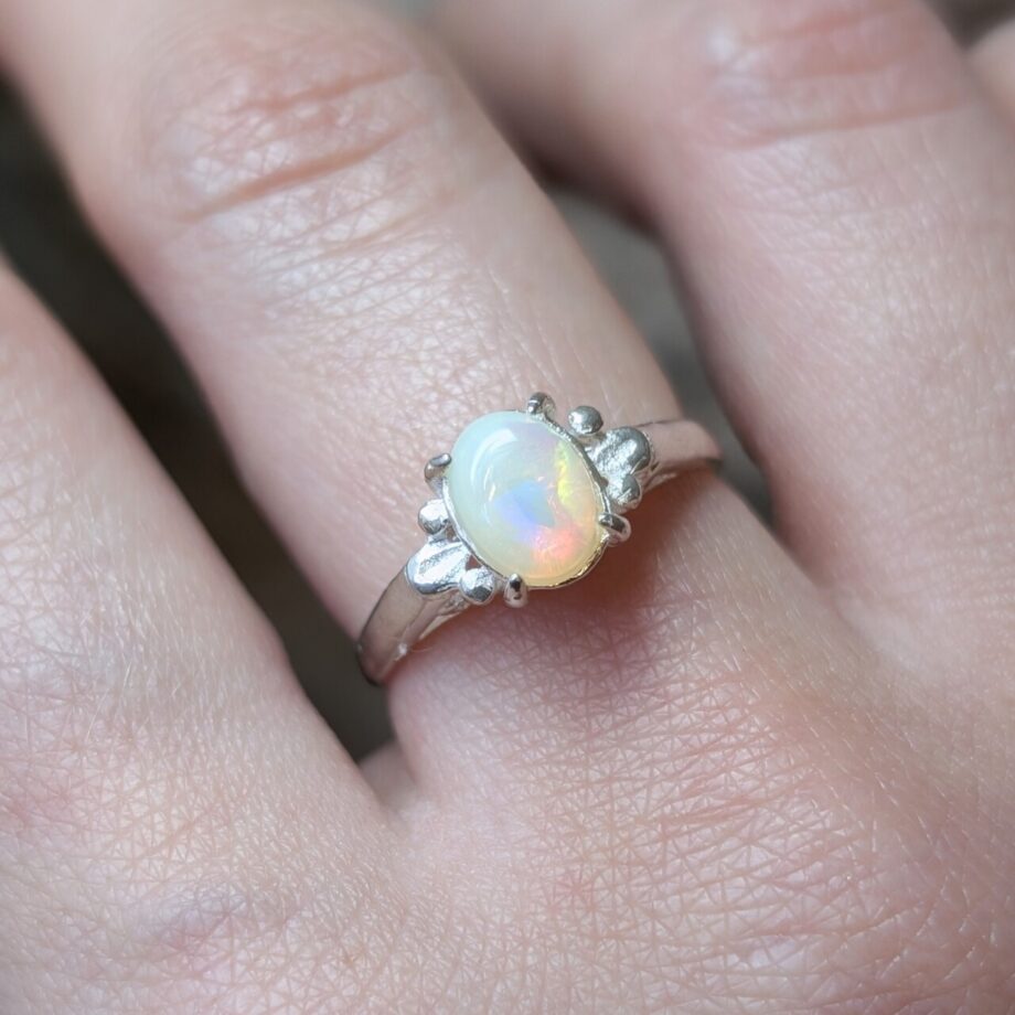 Sterling Silver Solid Milky Opal Ring - Size P (Opal 8x6mm) – New Old ...