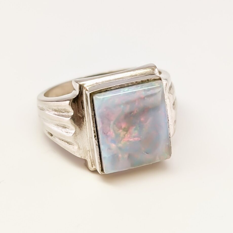 Sterling Silver Doublet Opal Signet Ring - Size R1/2 - New Old Stock ...