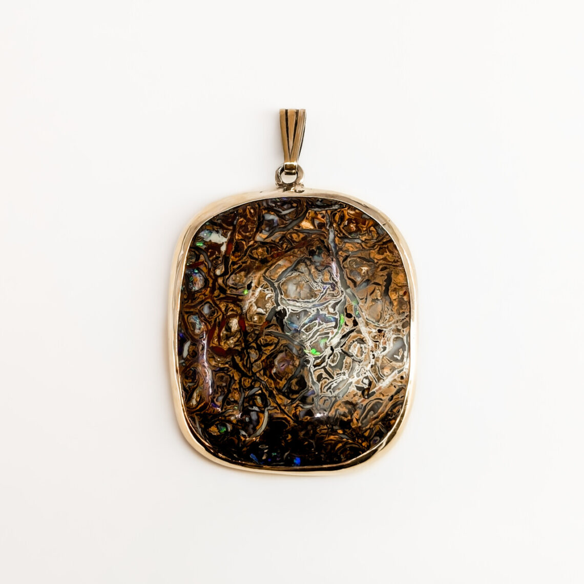 Solid Boulder Matrix Opal Pendant In Gold Plated Silver #68075 - Monty's