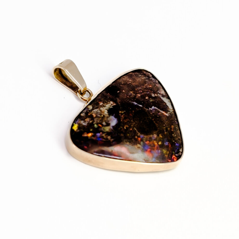 14ct Yellow Gold Triangular Boulder Opal Pendant #68101 - Monty's