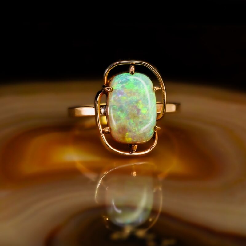 Natural Opal Ring - 14ct Yellow Gold Open Frame - Size M #68099 - Monty's