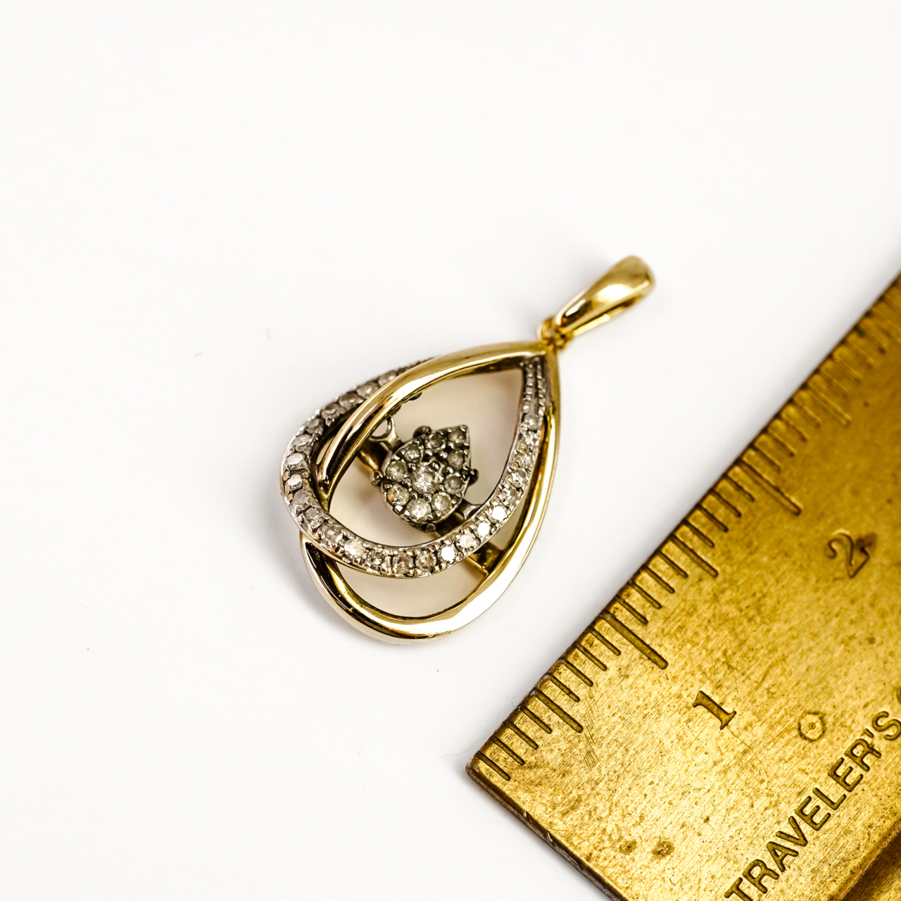 10ct Yellow Gold Pear-Shaped Diamond Cluster Pendant 0.16ct TDW #68822 ...
