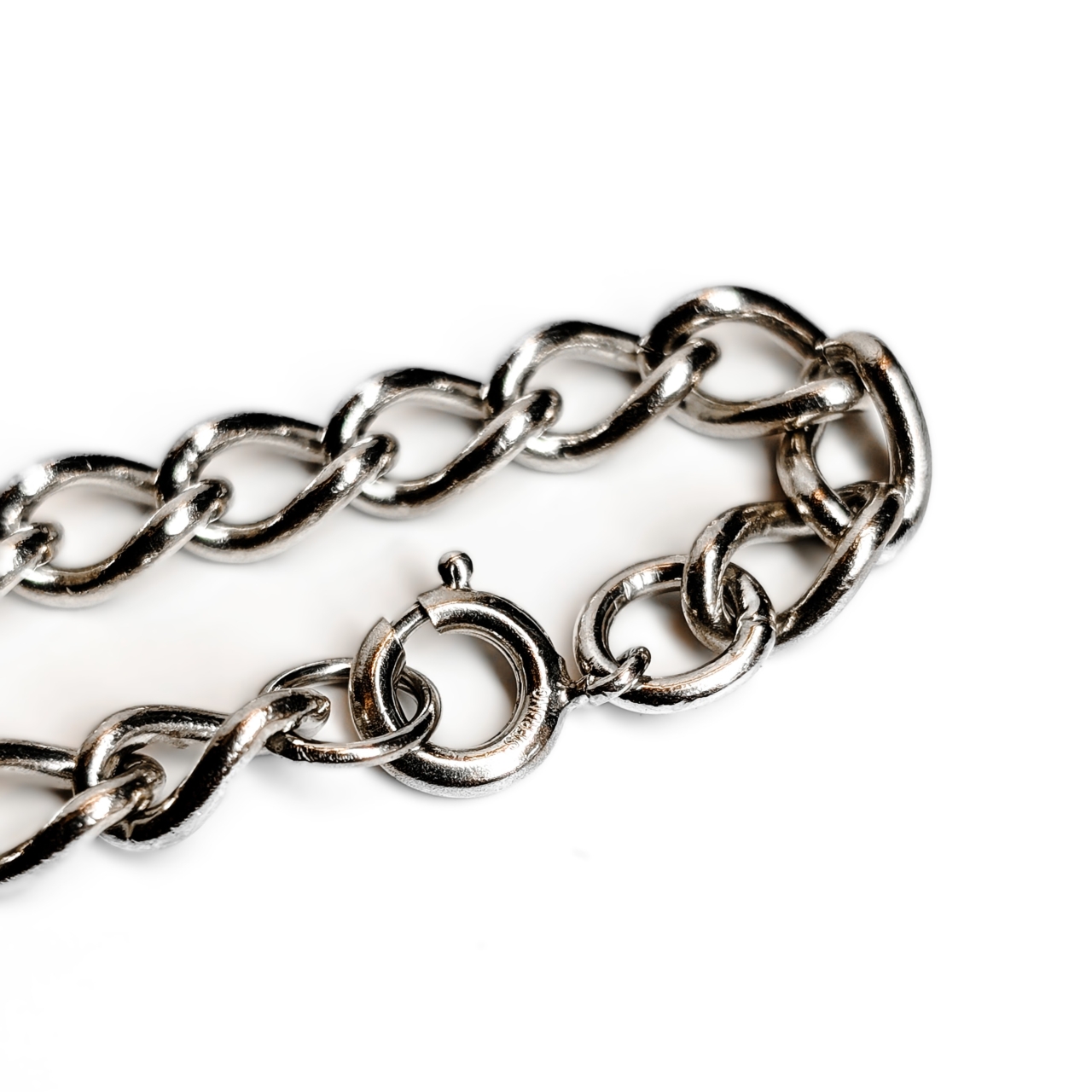 Sterling Silver Rounded Curb Link Chain Bracelet 18.5cm #68914 - Monty's