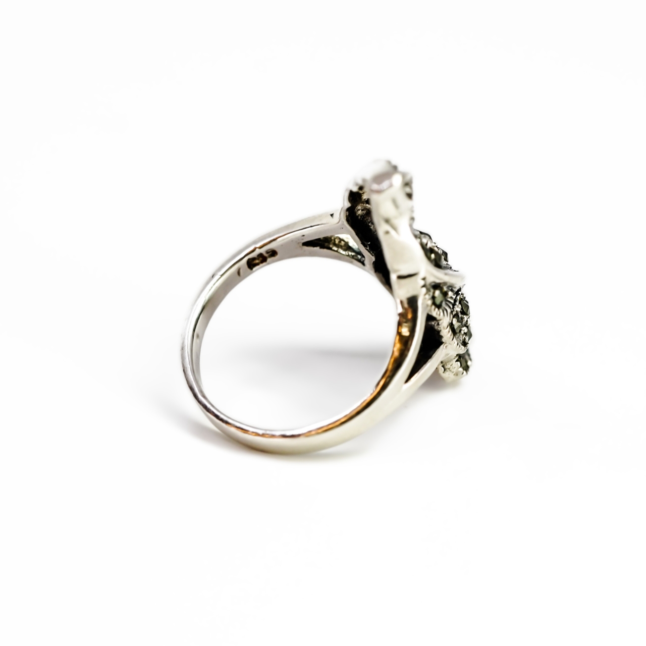 Sterling Silver Marcasite Leaf Ring Size O #68949 - Monty's