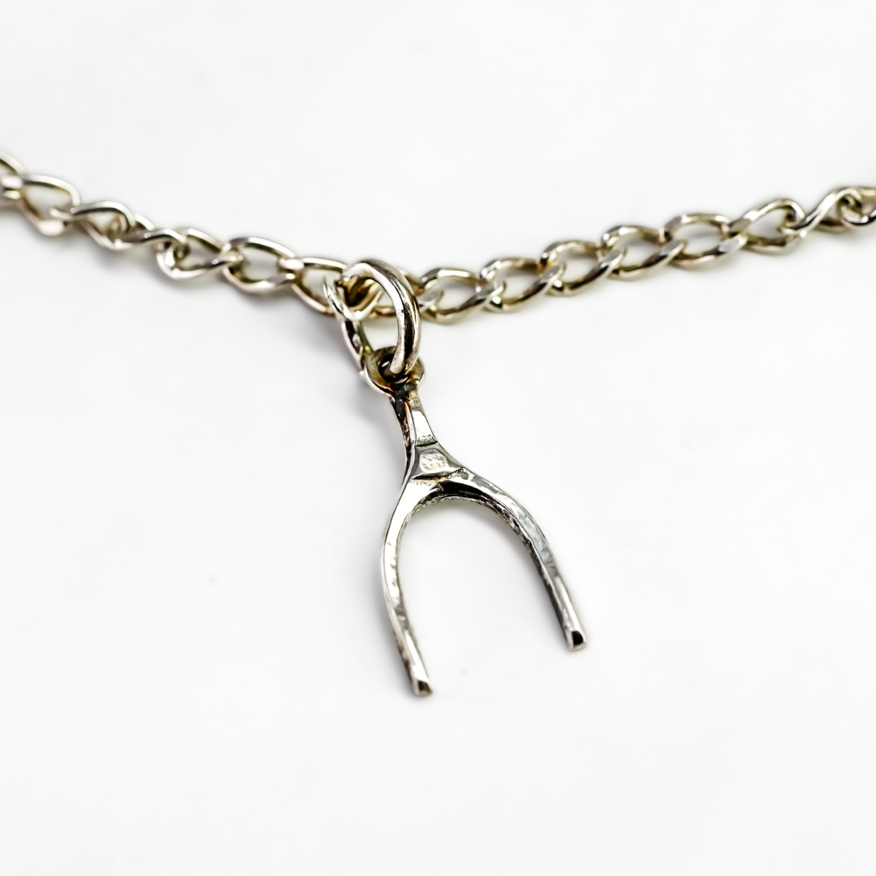 Sterling Silver Wish Bone Charm Bracelet 17cm #69086 - Monty's