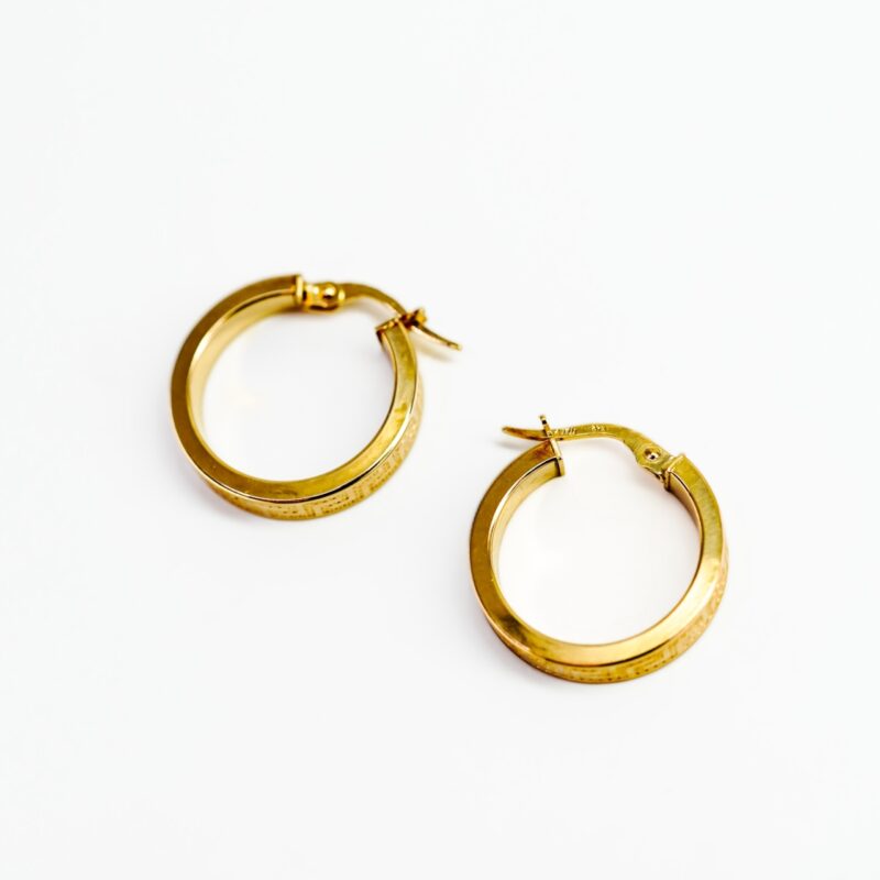 9ct Yellow Gold Greek Key Design Hoop Earrings #69465 - Monty's