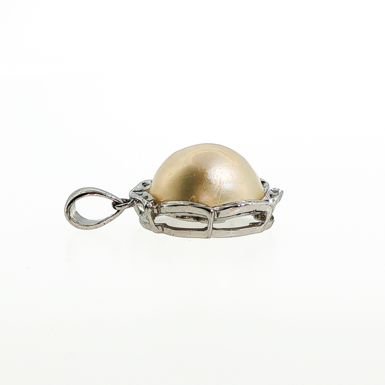 Sterling Silver Mabé Pearl & Diamond Pendant | Hallmarked 925 #70592 ...